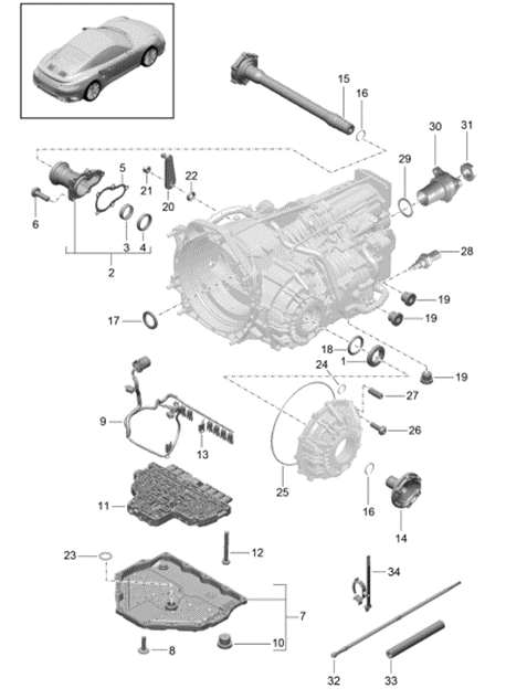 transmission case lid seal PDK. Porsche 997.2 / 991 / 918 Spyder ...