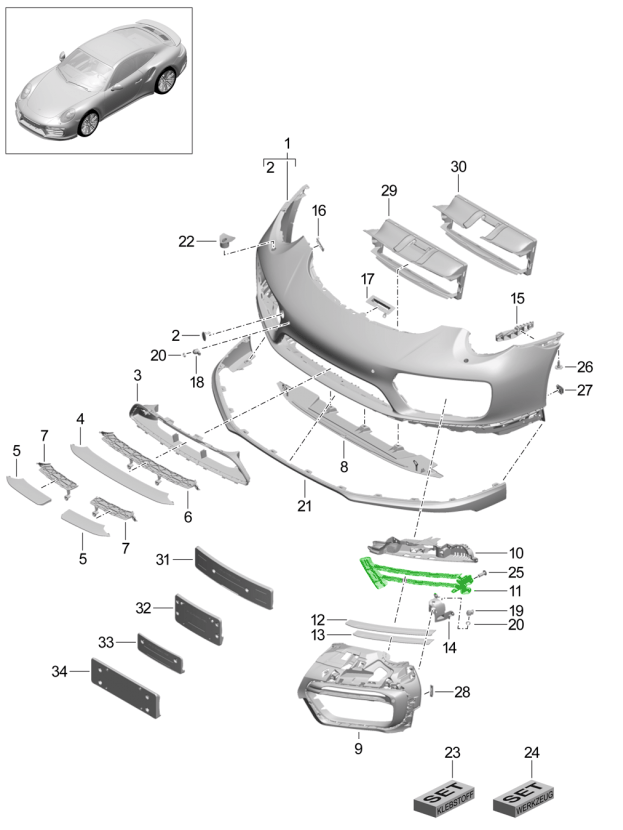 Centre air duct for Porsche 991.2 99157514104OK1 - 99157514104OK1 ...