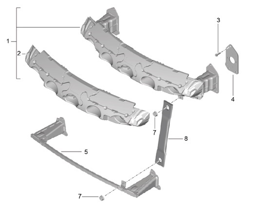 Foam part front bumper carrier bar. Porsche 991 turbo - 99150577704 ...