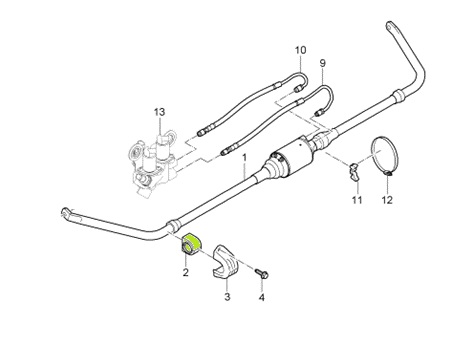 Rear anti roll bar bush air suspension. Porsche 970 Panamera ...