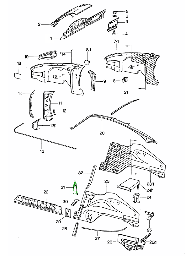Restoration design PP241AR PP241AL Inner rocker support for Porsche 911 ...