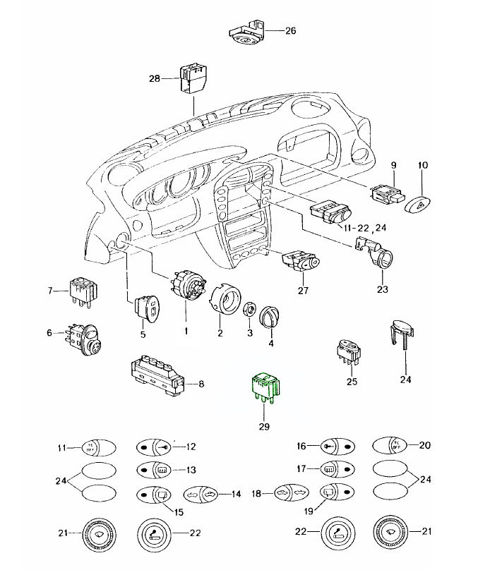 Porsche 996 Tip switch for unlocking boot 99661310610A05 ...