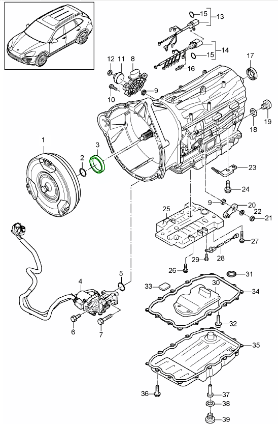 95832124300 Radial shaft seal Porsche 958 Cayenne - 95832124300 ...