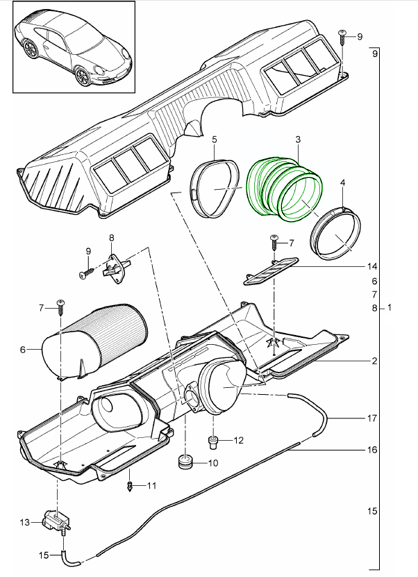 Buy Porsche 997 (911) MK2 2009-2012 997 MKII Carrera C2 3.6L 2009>> Air ...