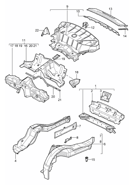 Rear Inner Wing for Porsche 996 1998-05 99650194300GRV 99650194400GRV ...