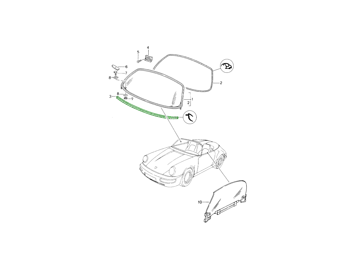 Lower Front Screen Seal - Rubber. Porsche 964 Speedster 1993-94 ...