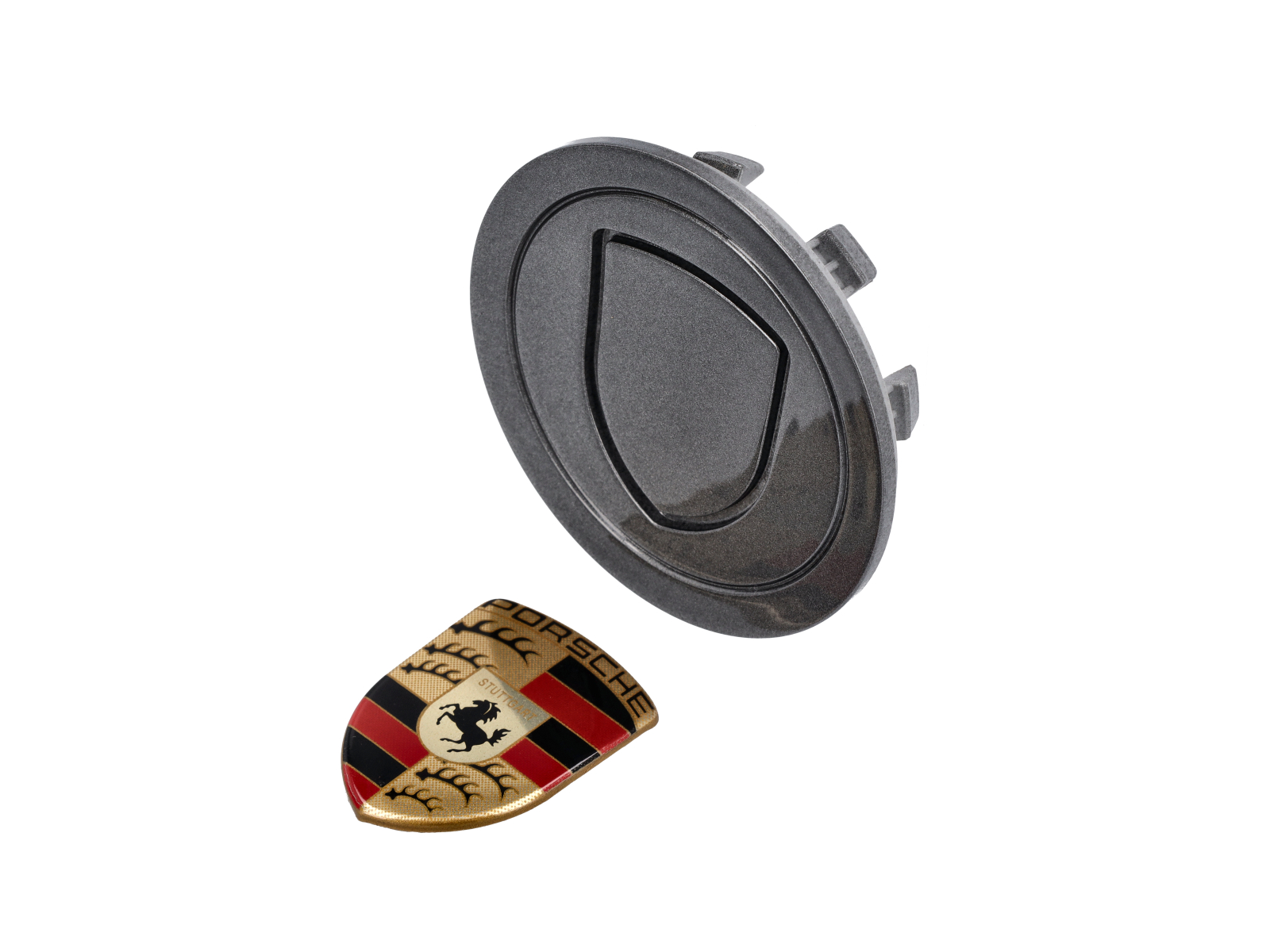 Wheel Cap "Crest" Gunmetal grey with gold crest - Porsche - 99936100025 ...