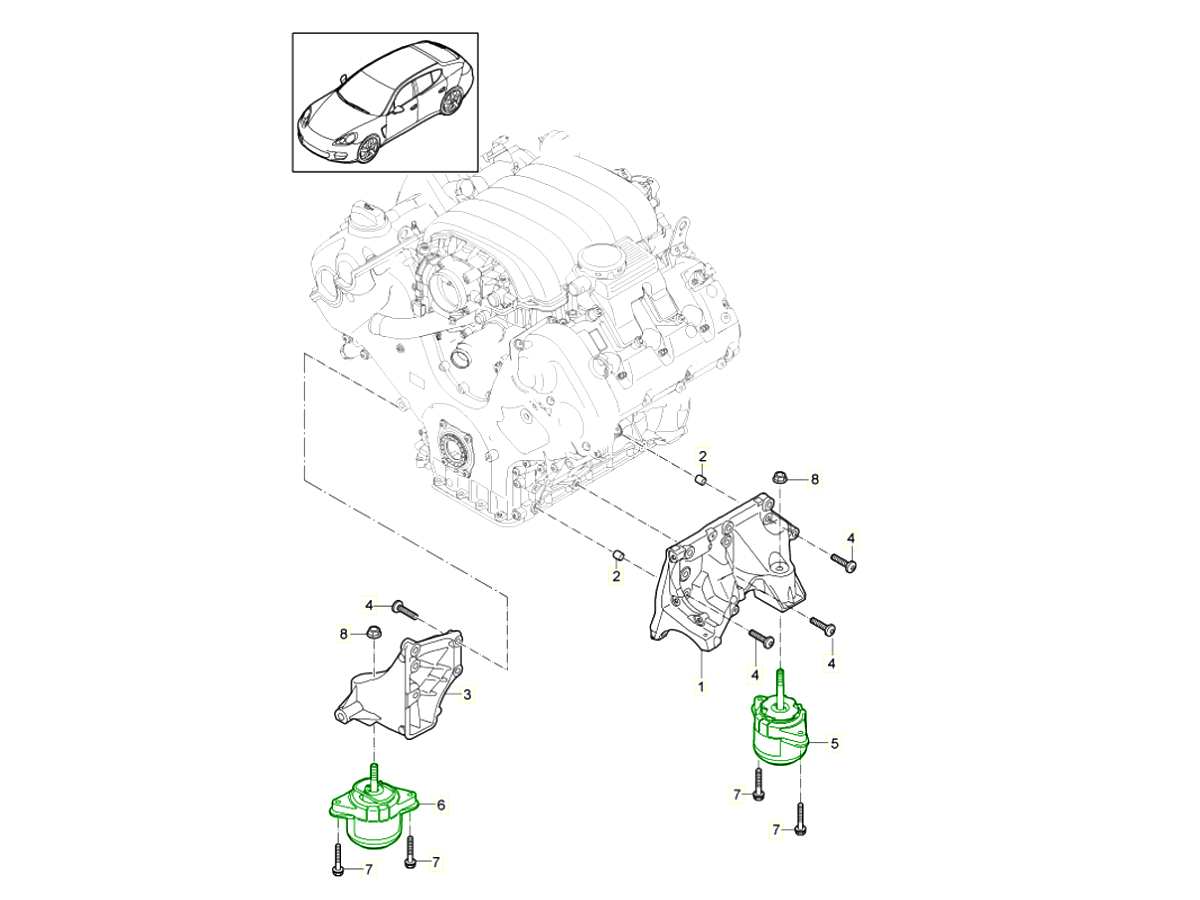Porsche 970 Panamera Engine Mount 94637505822 94637505722 - 94637505723 ...