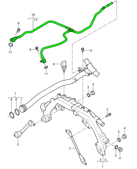 Porsche 957 Cayenne Cooling Water Breather Pipe 94810602604 94810602603 ...