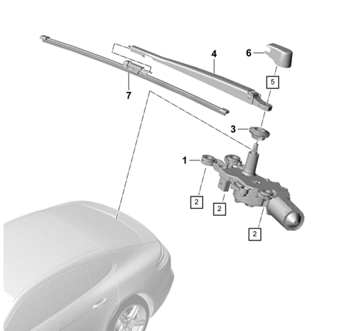 Rear wiper arm cover. Porsche 971 Sport Turismo / 9YA Cayenne ...