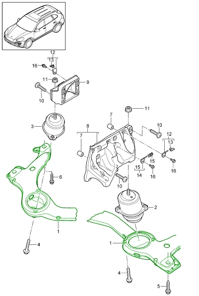 Original Porsche 982199131B 982199131C 982199131D Engine mount for ...