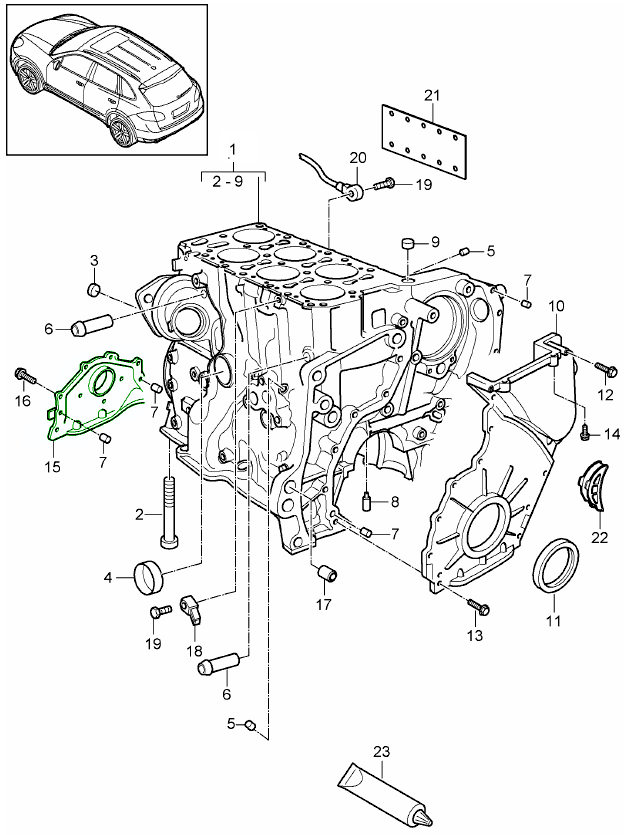 Porsche 958 Cayenne Crankshaft seal with flange 95810115100 ...