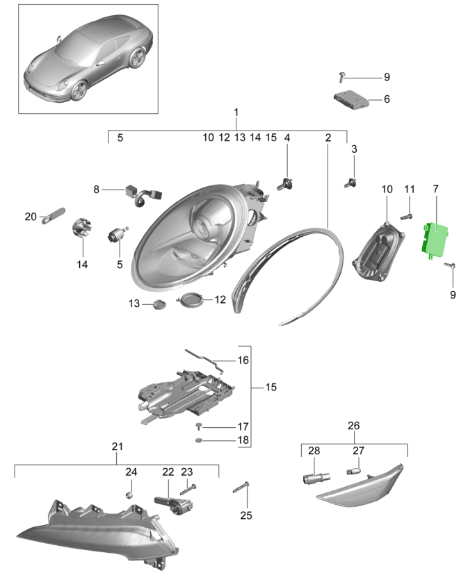 Headlamp Ballast Porsche 99161832303 - 99161832303/1 | Design 911