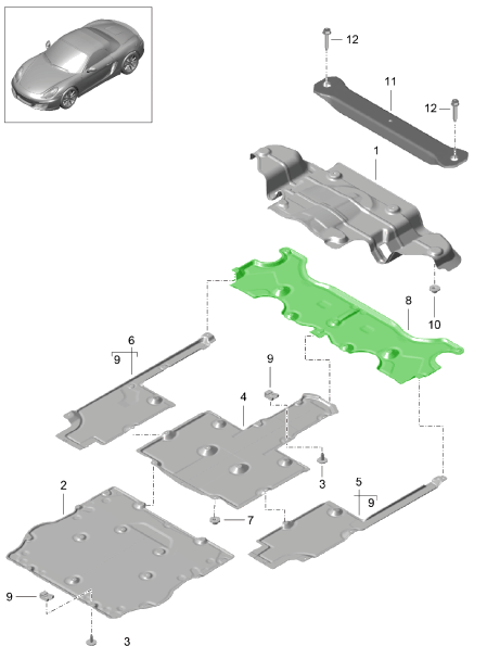 Porsche 981 boxster Underbody Rear Cover 98150460900 - 98150460900 ...