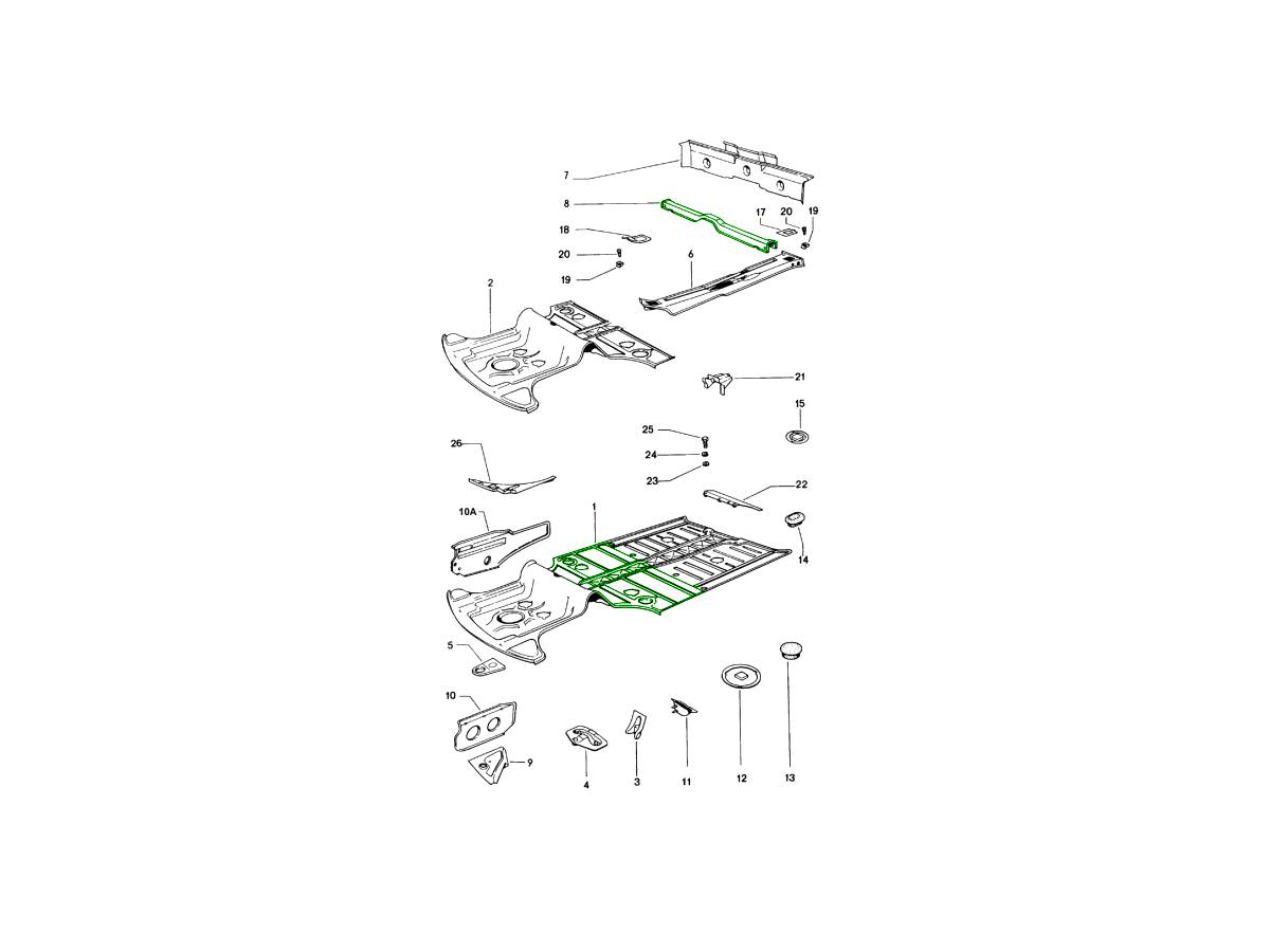 Front floor pan kit. Porsche 914 91450193923 91450193711 91450110910 ...