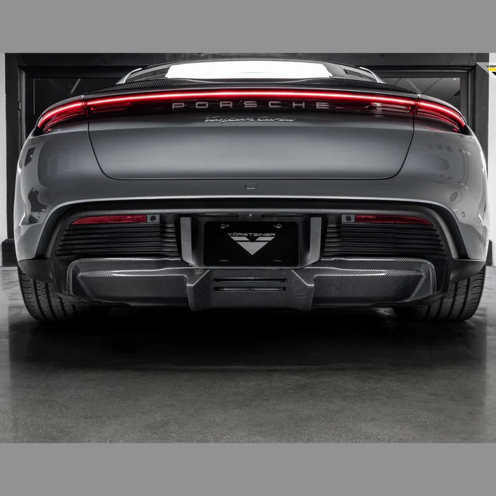 Rear bumper lower diffuser in carbon fibre. Porsche Taycan turbo ...