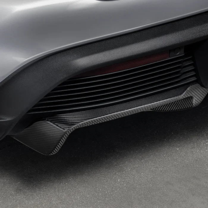 Rear bumper lower diffuser in carbon fibre. Porsche Taycan turbo ...