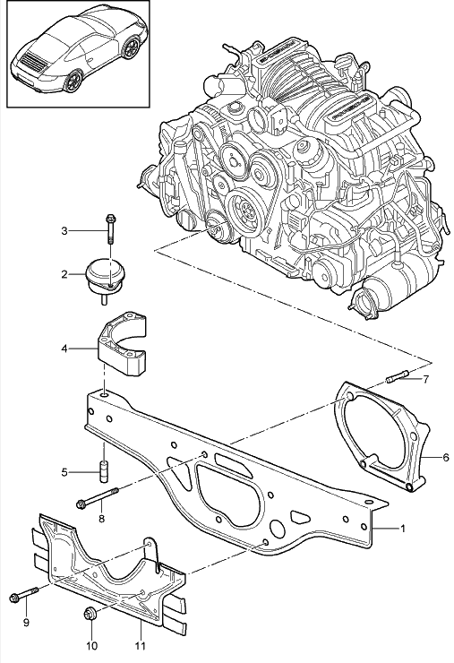 Porsche 997 Engine Mount 99737504904 99737504906 99737504908 ...