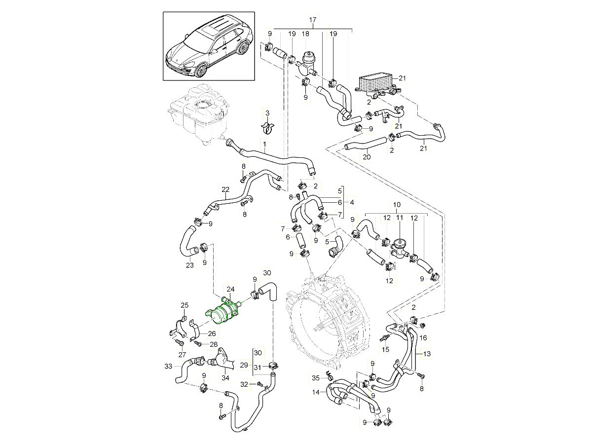Water pump electric. Porsche 958 Cayenne Hybrid 3.0L / 970 Panamera Hybrid 3.0L 95860656700 ...