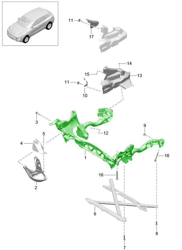 Original Porsche 95B399315B Front suspension crossmember for Porsche ...