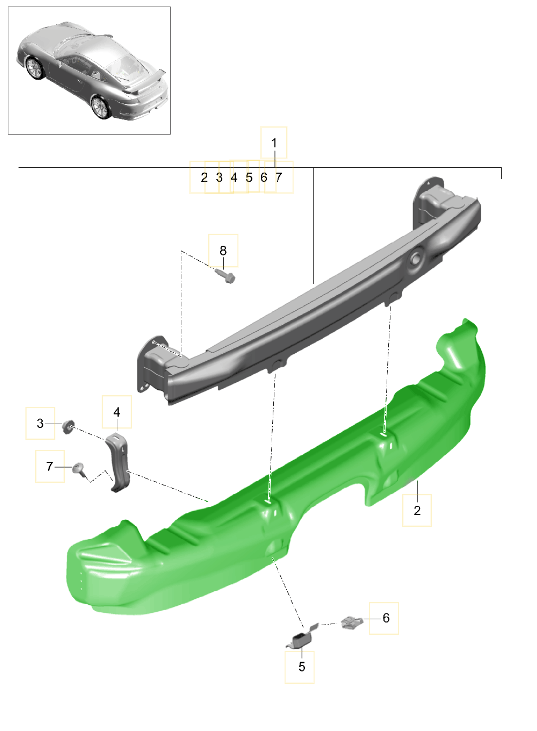 Original Porsche 99150547590 Heat shield for rear bumper. Porsche 991 ...