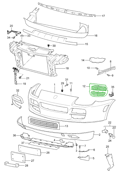 Porsche 955 Cayenne Front Bumper Grills 95550568101 95550568201 ...