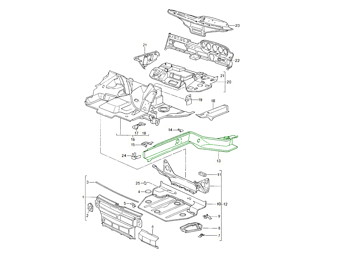 Porsche 964 993 Inner metal sill 96450101504GRV 96450101602GRV ...