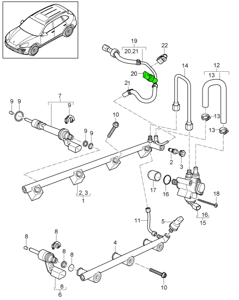 Porsche Cayenne Fuel Pressure Sensor 95860622100 - 95860622100 | Design 911