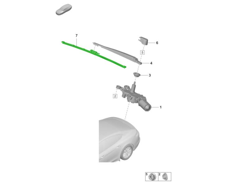 后雨刮片。保时捷 970 / 971.1 / 971.2 Panamera / 95B.1 / 95B.2 Macan 2010 ...