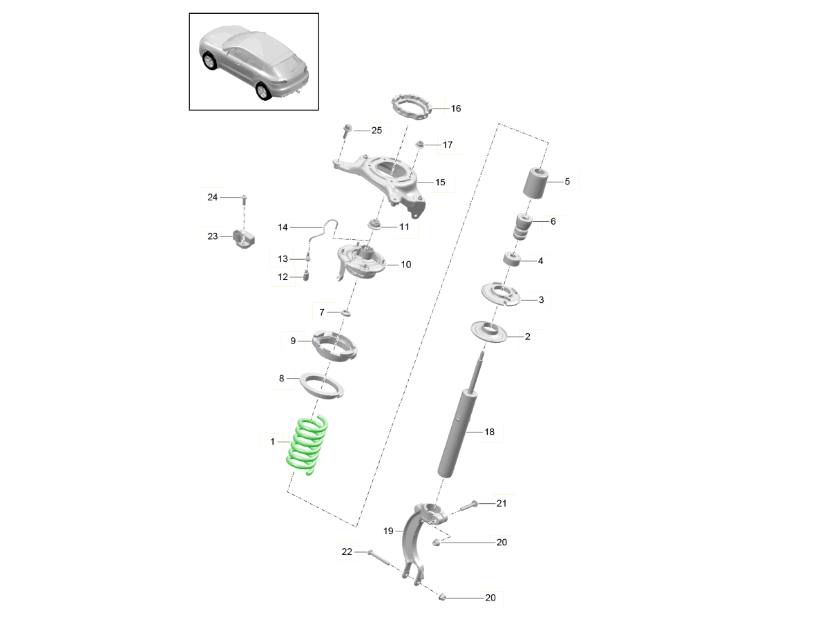 Porsche 95B Macan Coil springs FRONT PAIR 95B411105AR504 ...