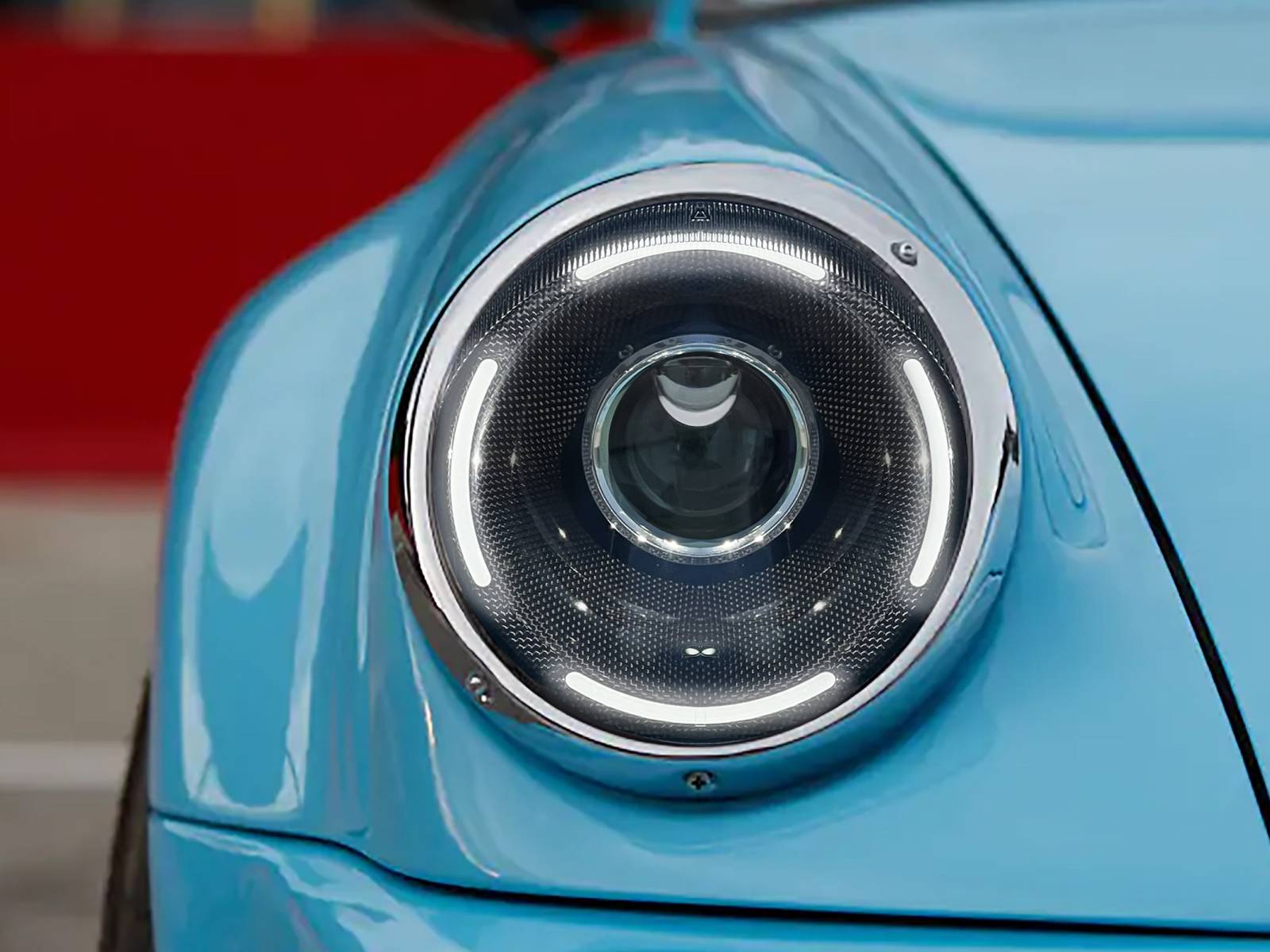 LED headlamp set with carbon fibre reflector bowl LHD. Porsche 911 ...