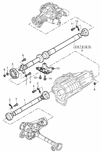 Cardan Shaft Rear Transmission. Porsche Cayenne 955 Turbo S ...