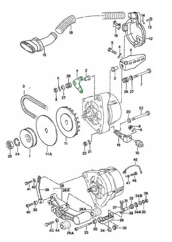 Porsche 924 Retaining plate for mounting the alternator 046903145A ...