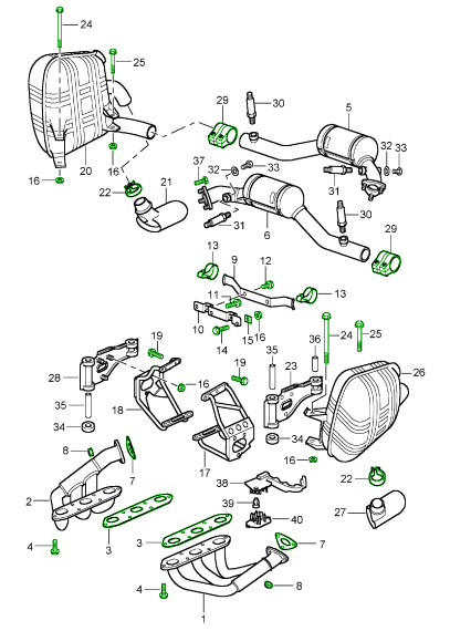 Buy Porsche 996 (911) (1997-2005) 996 C2 3.4L 1997-08/01 Exhaust ...