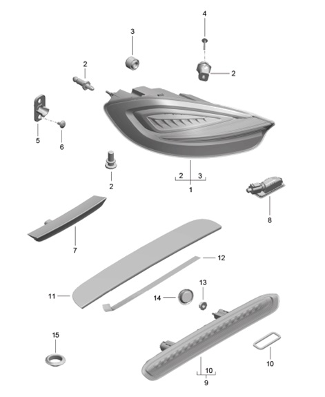 Rear fog lamp including reversing lamp. Porsche 981 Boxster / 981 ...