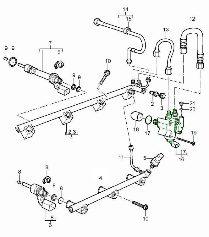 Porsche Cayenne High Pressure Pump 95511031600 - 95511031600/2 | Design 911