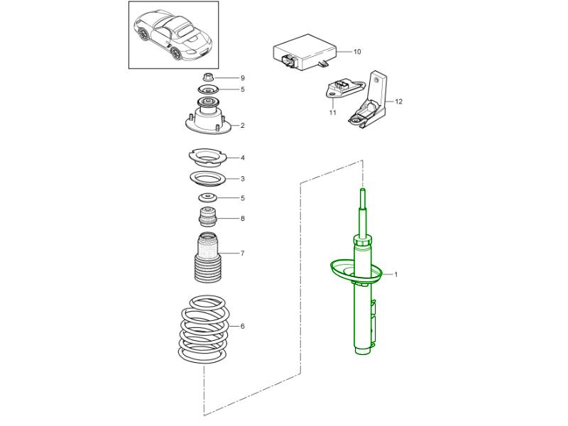 Shock Absorbers (PAIR), Rear. Porsche Boxster 987 / Cayman 987C 2009-12 ...