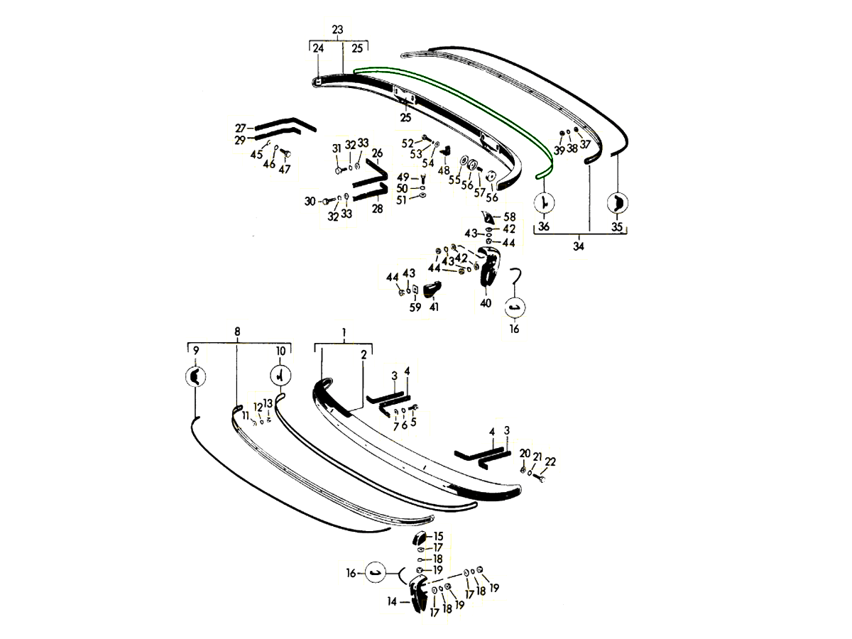 Porsche 356 Rear Bumper Deco Profile Beading 64450543305 - 64450543305/ ...