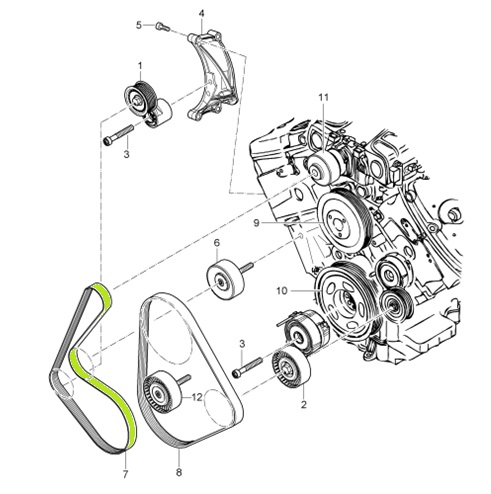 Drive Belt. Porsche Cayenne 958 Hybrid / 970 Panamera Hybrid ...