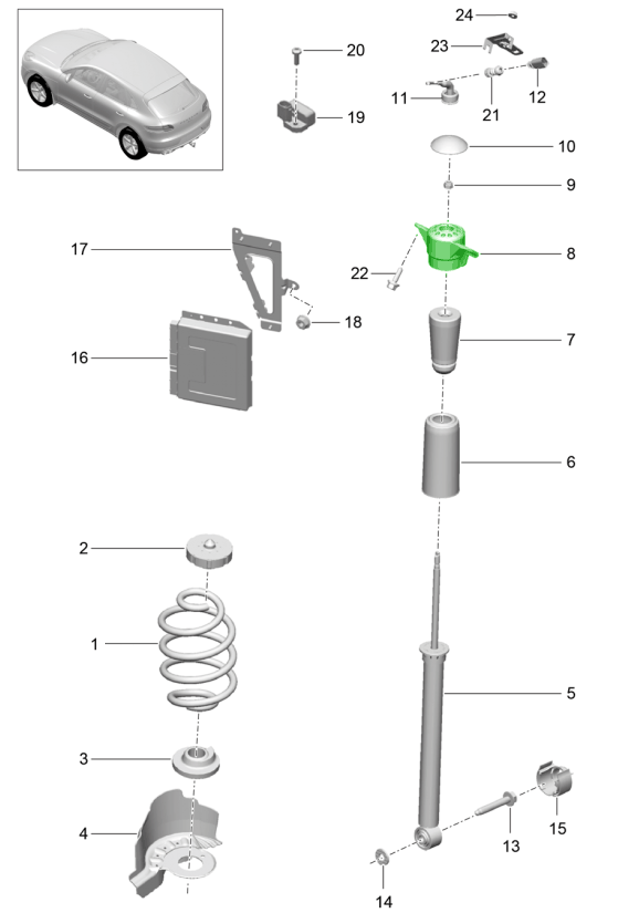 Porsche 95B Macan Shock absorber top mounting 8K0513353E - 8K0513353E ...