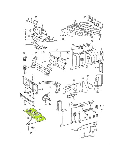 Porsche 64450103706 Battery floor section with bracket for Porsche 356B ...