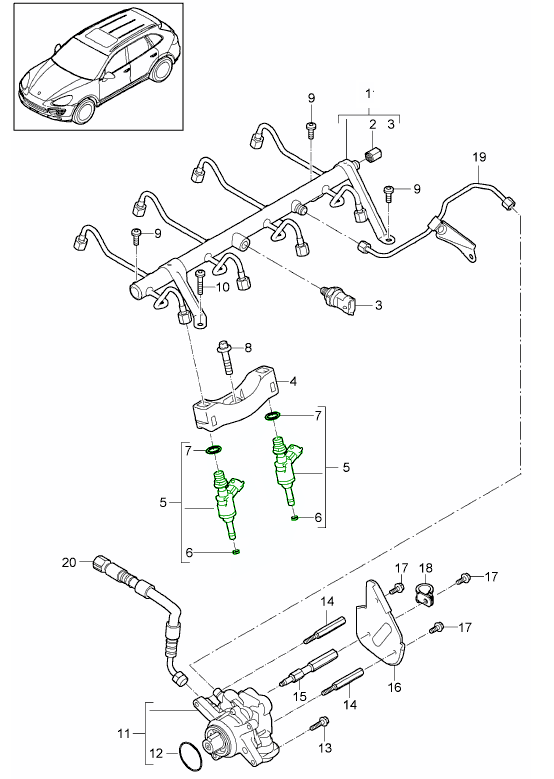 Porsche 958 957 Cayenne 970 Panamera Fuel injector 94811012823 ...