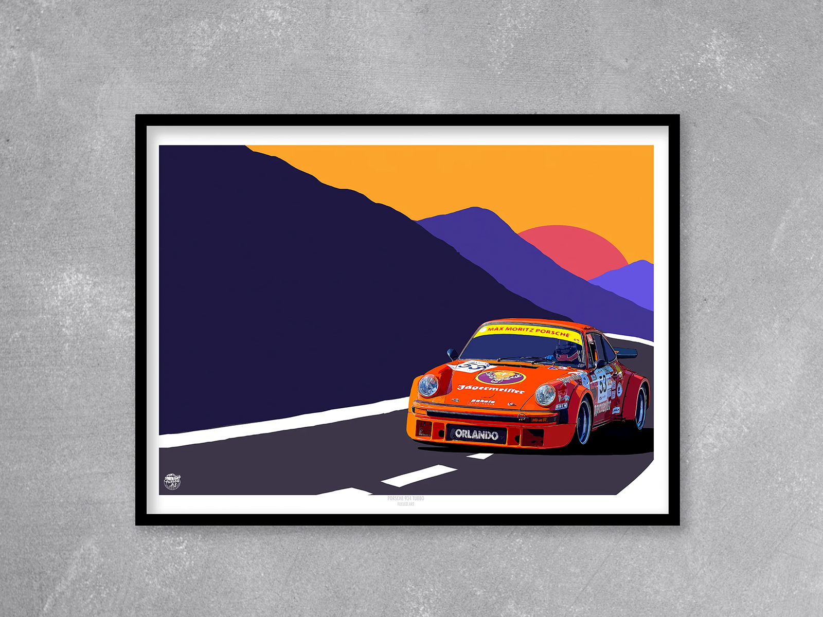 Póster del Porsche 934 Turbo RSR Jägermeister en marco negro Fueled.Art ...