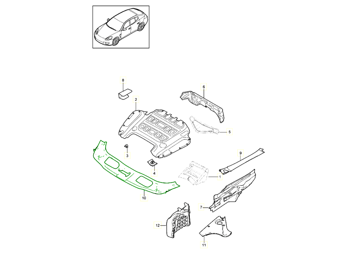 Porsche 970 Panamera Front slam panel trim cover 970504811011E0 ...