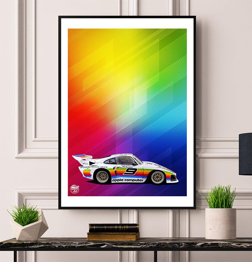 Porsche 935 Apple livery Le Mans poster in Black frame Fueled.Art ...