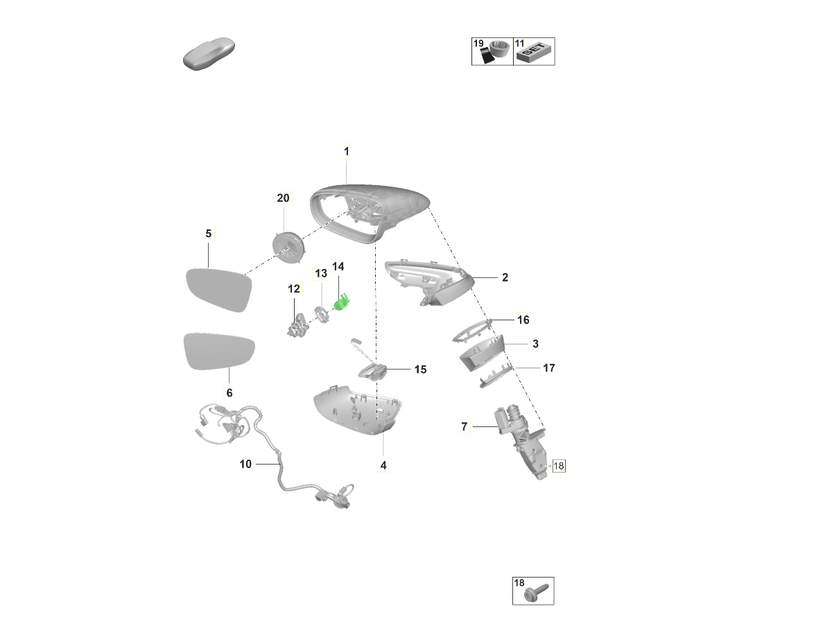 Porsche 992 Door mirror camera 95898054600 - 95898054600 | Design 911