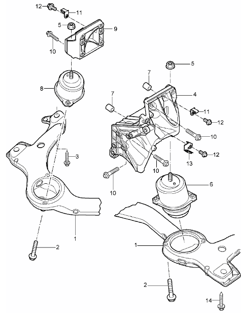Engine Mount Porsche 958 Cayenne 94837504903 94837505003 ...