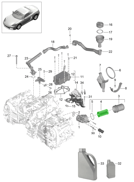 Porsche 718 Boxster Cayman Oil Filter 9A210722500 - 0PC115466/2 ...