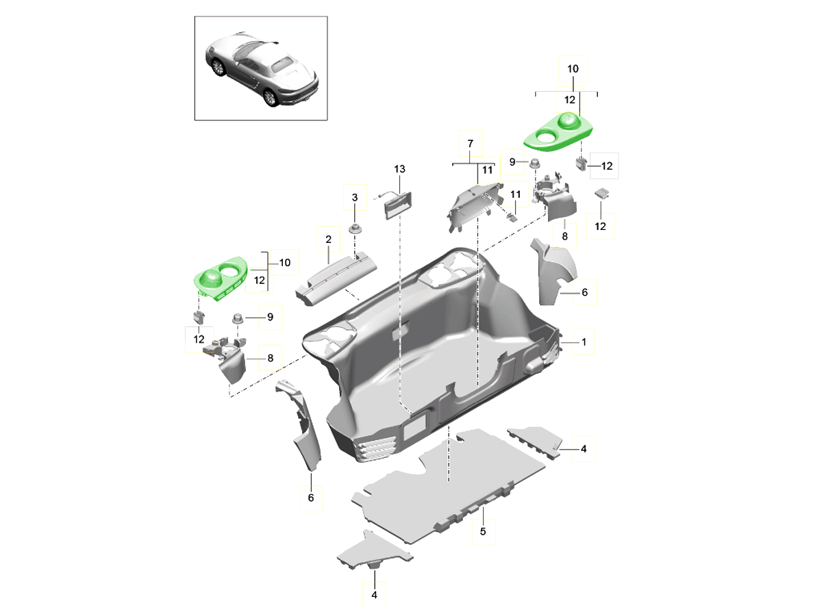 Buy Porsche Boxster 718 (982) 2017>> Boot / Load Space Accessories ...