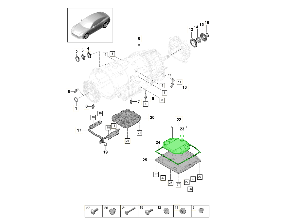 Porsche 971 Panamera PDK Gearbox oil filter 9A731718900 - 9A731718900/1 ...